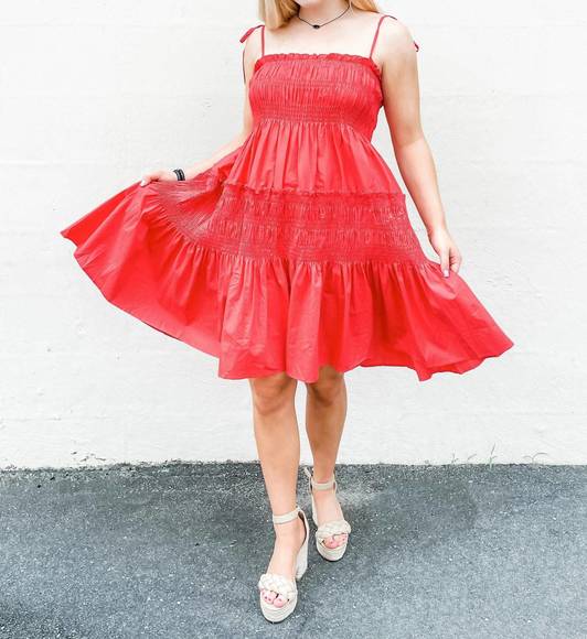 Pinch | Dresses | New Pinch Rowdy Smocked Dress In Tomato Red | Poshmark